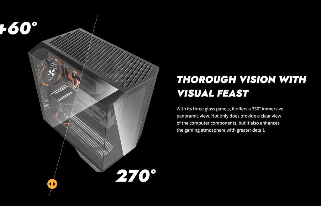 DarkFlash DY470 ATX PC Case Casing Chassis Dual Chamer Tempered Glass ...