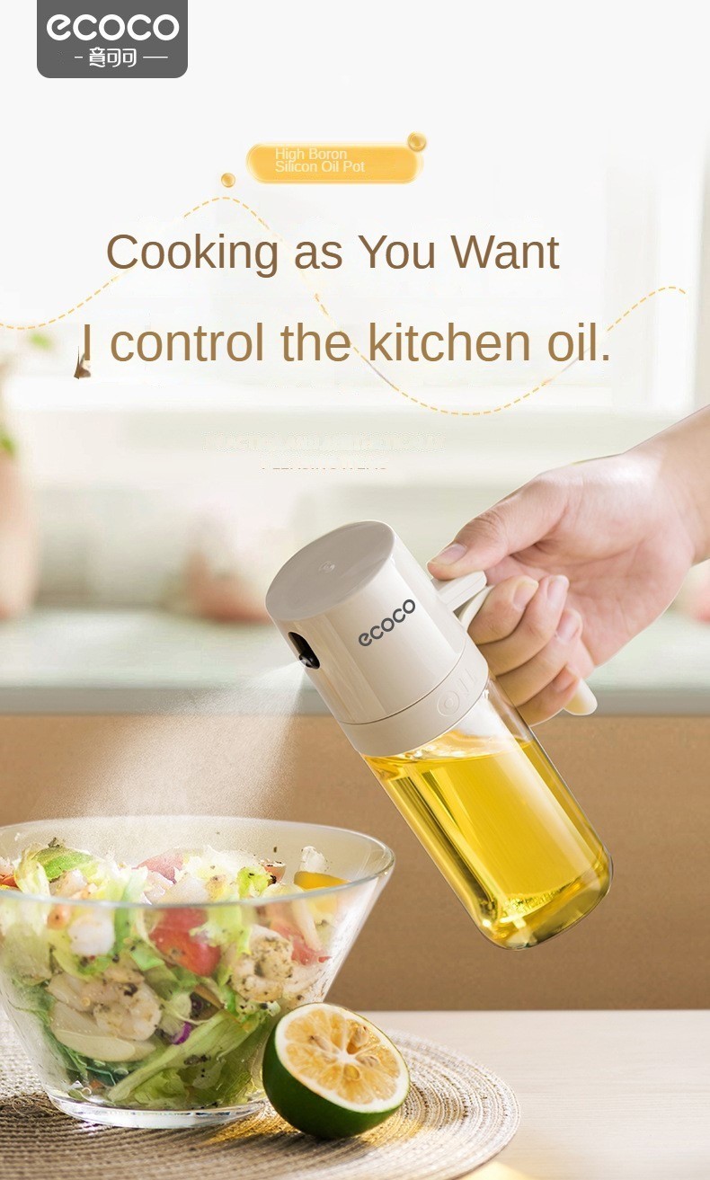 SyokSyok ECOCO High Peng Glass Oil Sprayer for Kitchen, Oil Spray Bottle for Air Fryer, No Oil ...