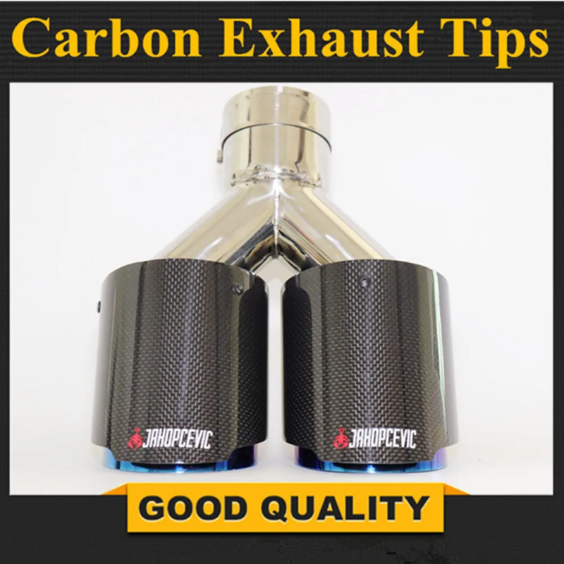 1Piece Universal Dual Exhaust Tip Car Accesorries Carbon Fiber Exhaust ...