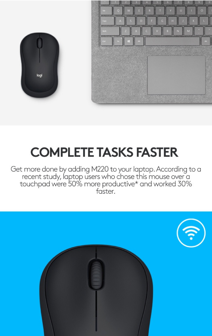 Logitech M220 SILENT Wireless Mouse, 2.4 GHz with USB Receiver, 1000 ...