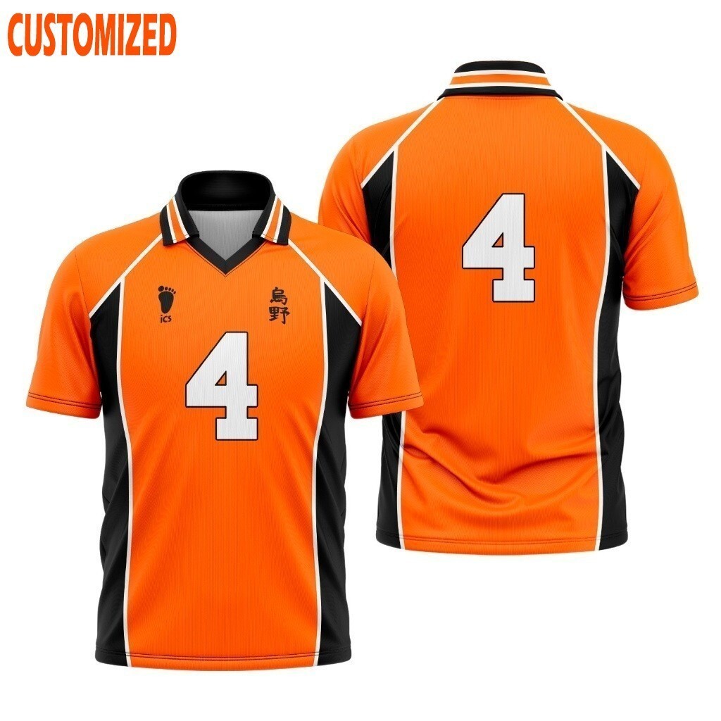 Free Customization Haikyuu Uniform Premium Polo Shirt Karasuno Number 4 ...