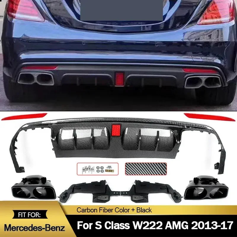 Rear Bumper Diffuser With Exhaust Tip SPORT Style For Mercedes Benz ...
