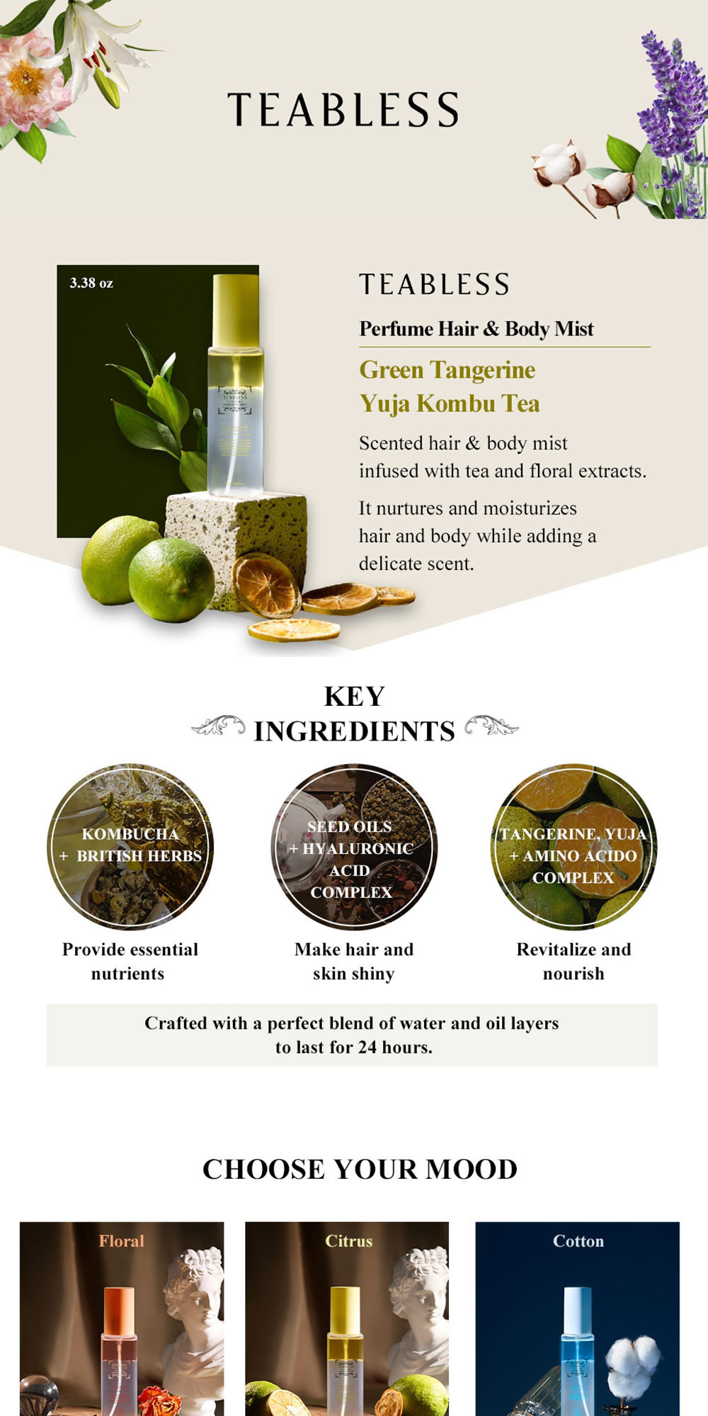 Teabless Green Tangerine Yuja Kombu Tea Perfume Hair & Body Mist (100ml) | Shopee Malaysia