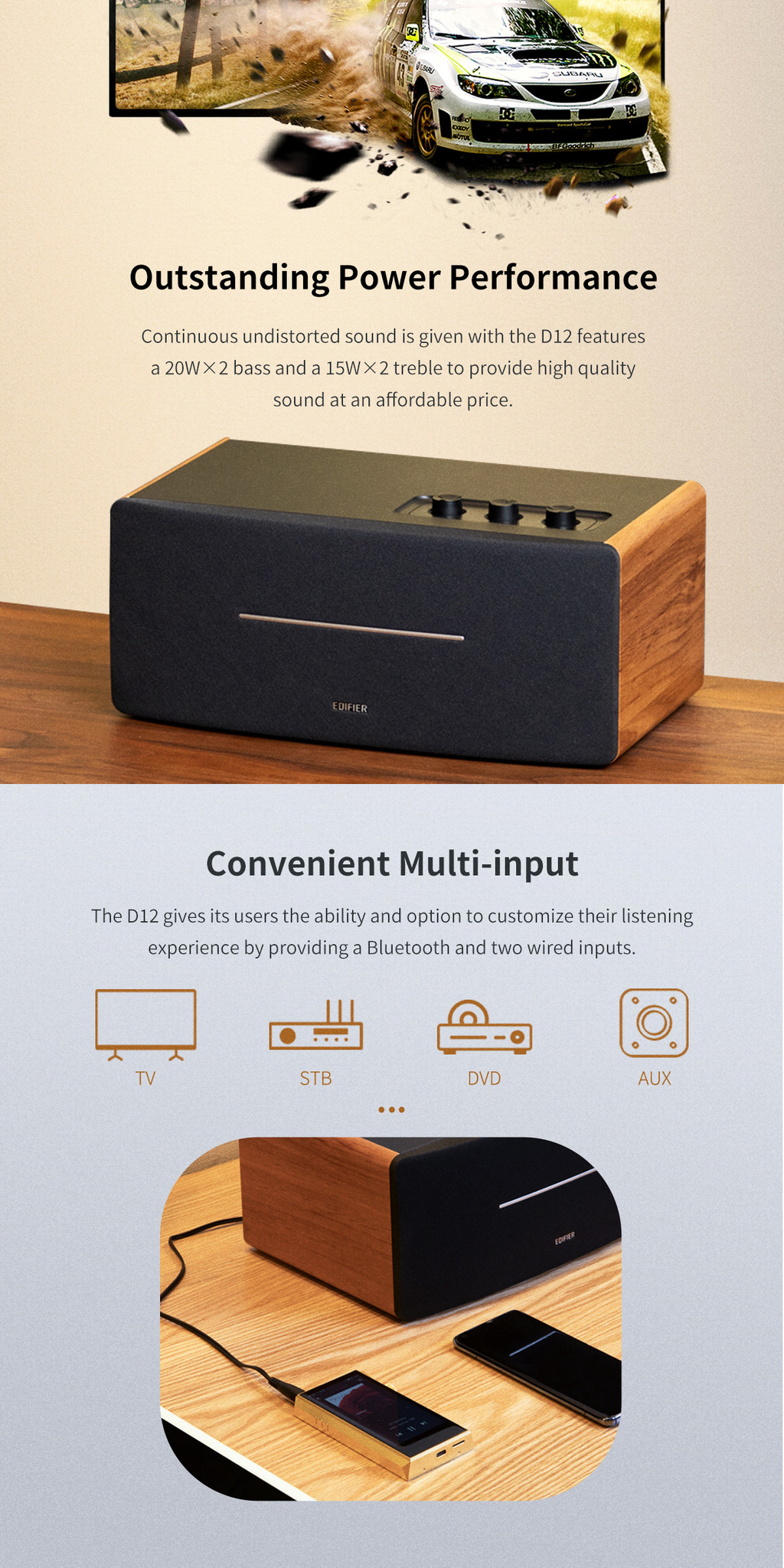 Edifier D12 Desktop Speaker - Bluetooth V5.0 | Dual Driver | Multiple ...