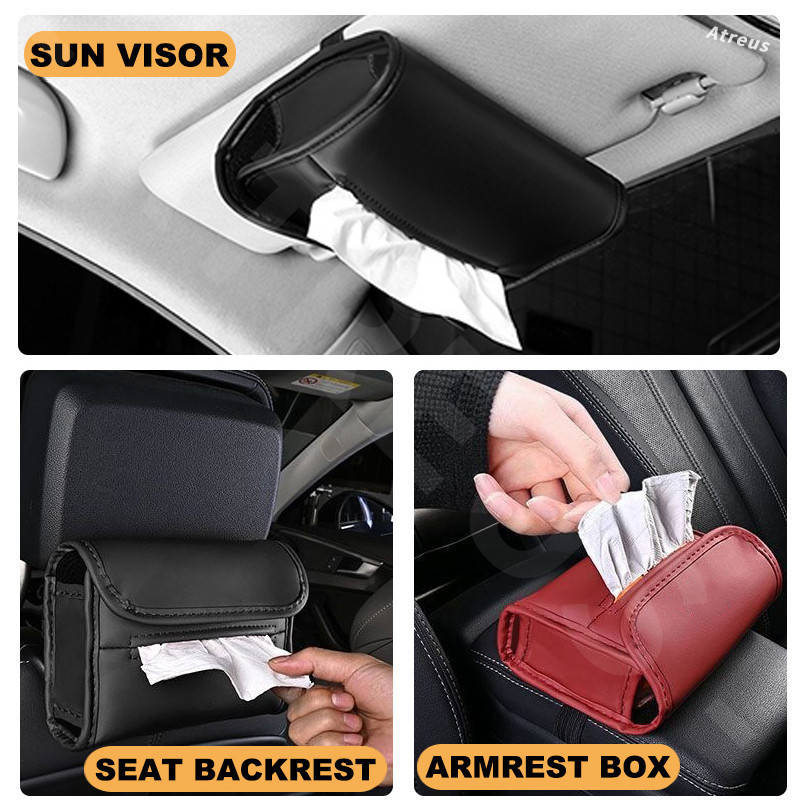Perodua Car Tissue Box Auto Sun Viso Leather Paper Towel Holder Storage ...