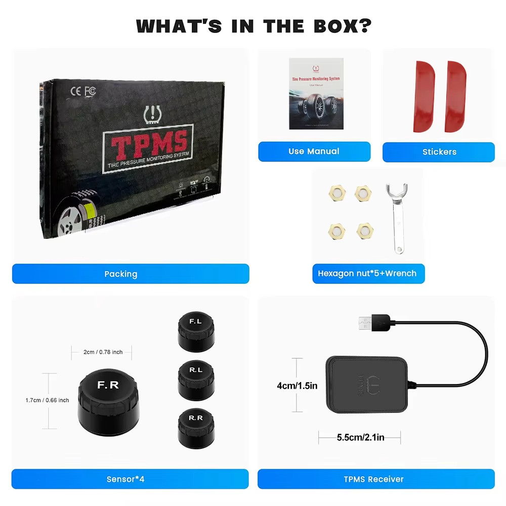 Android TPMS Spare Tyre External Sensor Tire Pressure Monitoring System ...