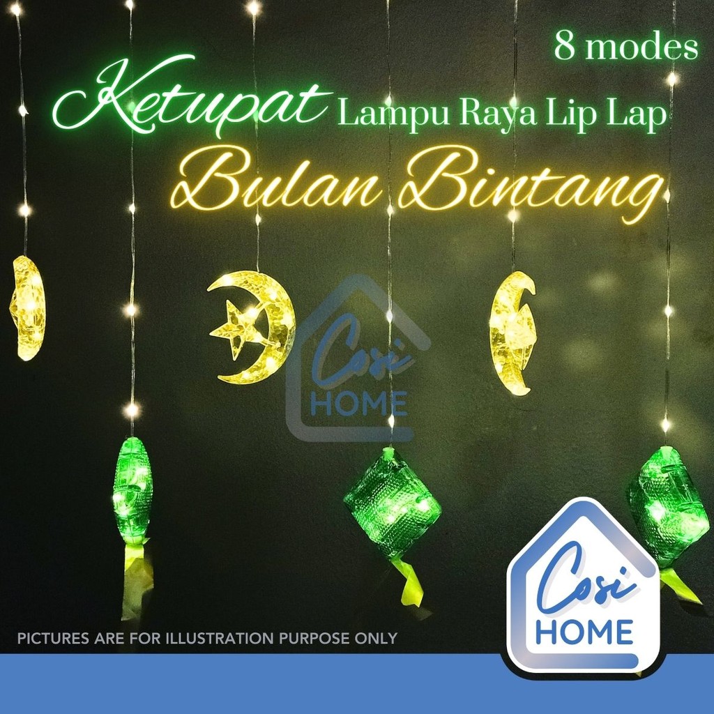 [RAYA 2025] Lampu Raya Ketupat Bulan Bintang Lampu Lip Lap Lampu Raya ...