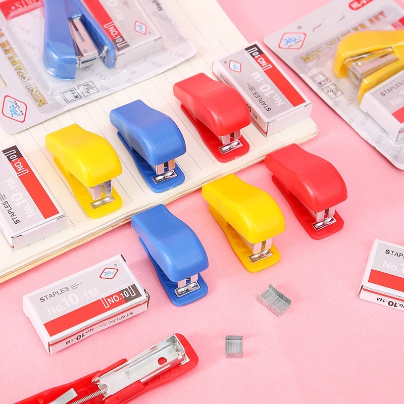 MA Home Set Penjepit Kecil Mini Stapler Set Cute Small Office Stapler ...