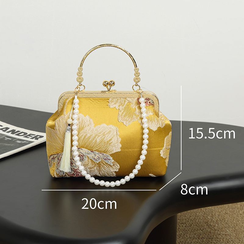Hot Sell JIEJI Retro Chinese Style Golden Handbag, Peony Cheongsam ...
