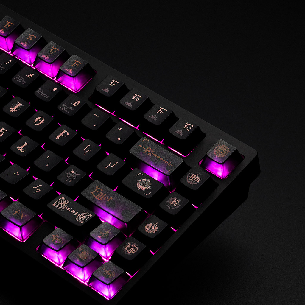KeyGenius Harry Potter Keycaps Cherry Profile PC / PBT Foggy Transparent Deep Purple keycaps set ...