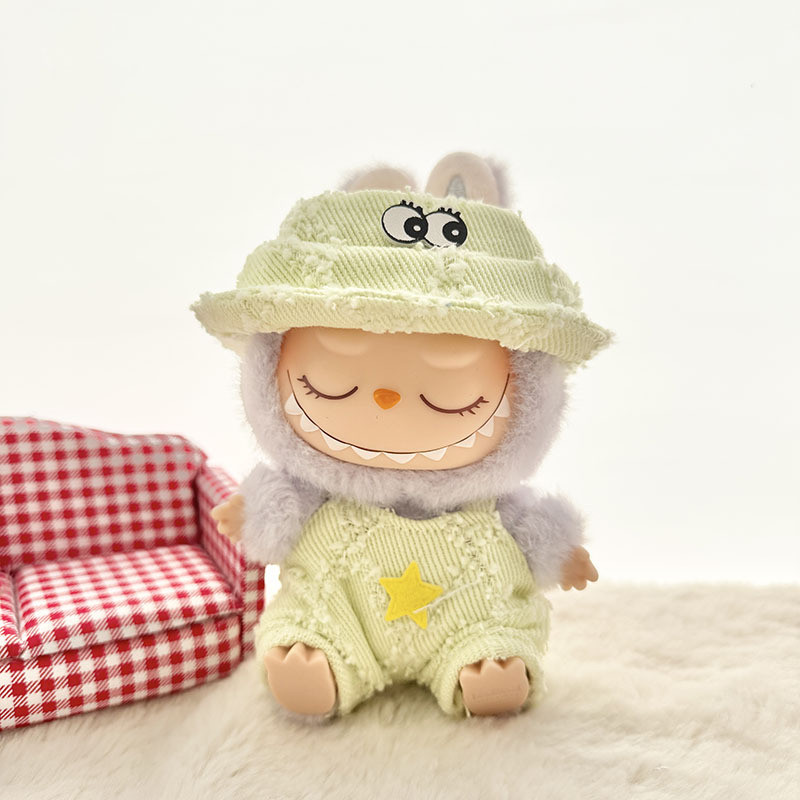 17cm Labubu Clothes Labubu Doll Sitting Party Colorful Bucket Hat Set ...