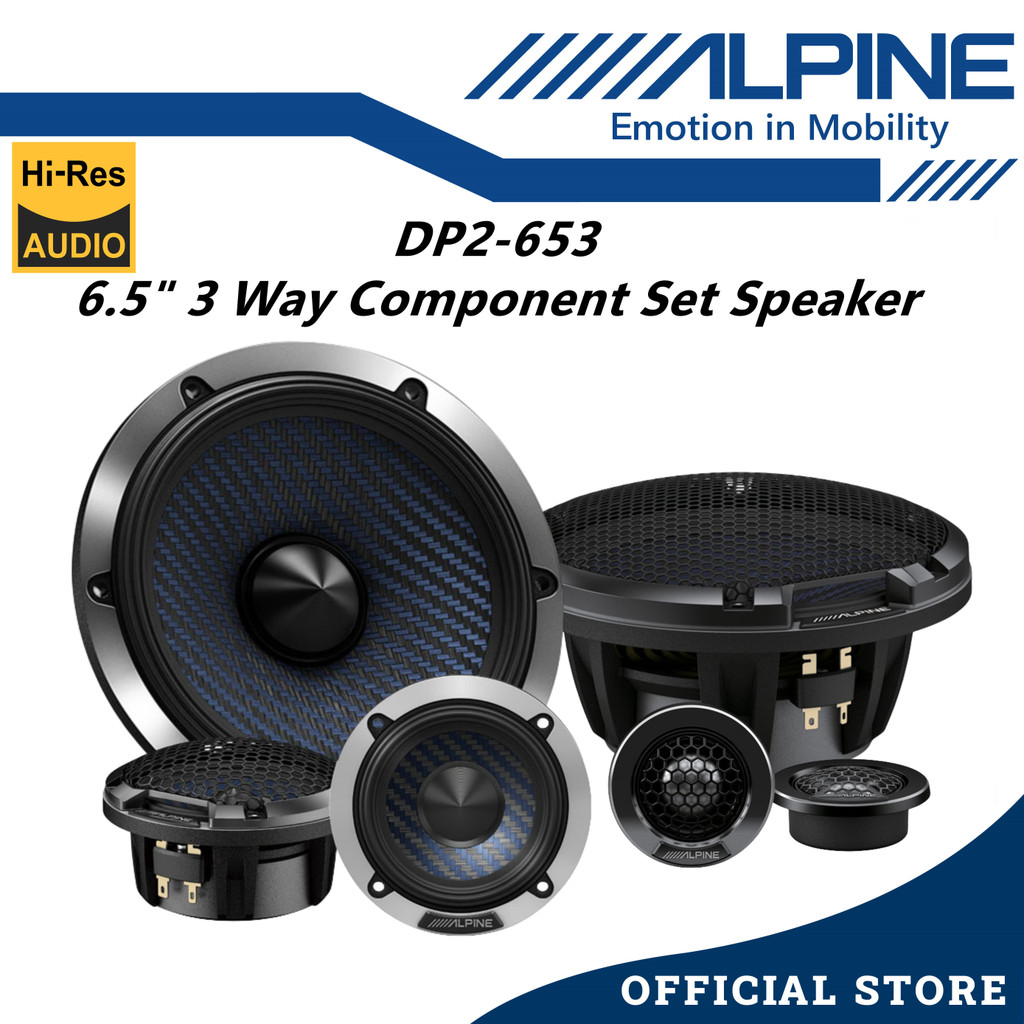 Alpine 3 Way 6.5" Hi-Res Component Car Speaker Set 240 Watts Mid Range ...