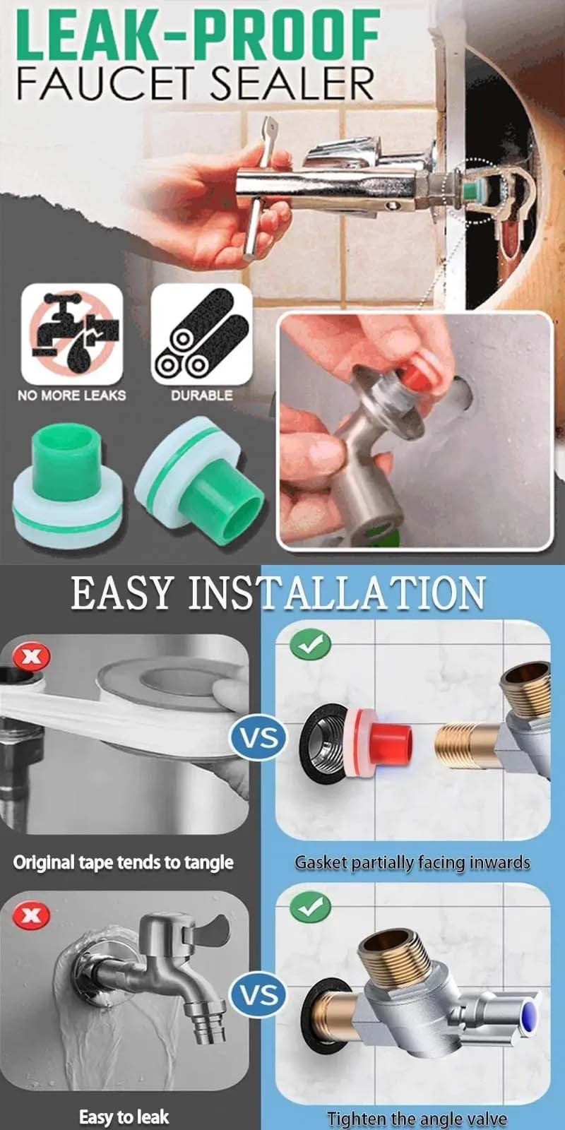 4 Points Threaded Sealing Gasket - Leak-Proof Faucet Gasket - Faucet ...