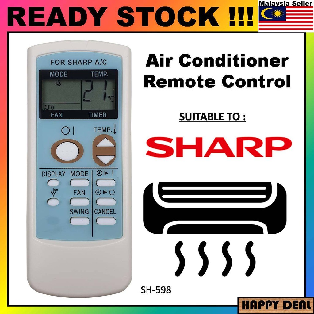 SHARP Air Cond Aircon Aircond Air Conditioner Remote Control ...