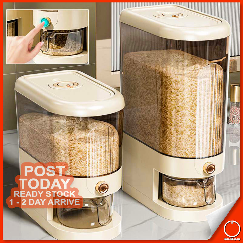 𝐌𝐎𝐈𝐒𝐓𝐔𝐑𝐄𝐏𝐑𝐎𝐎𝐅 5kg / 10kg Automatic Rice Dispenser Airtight Sealing ...