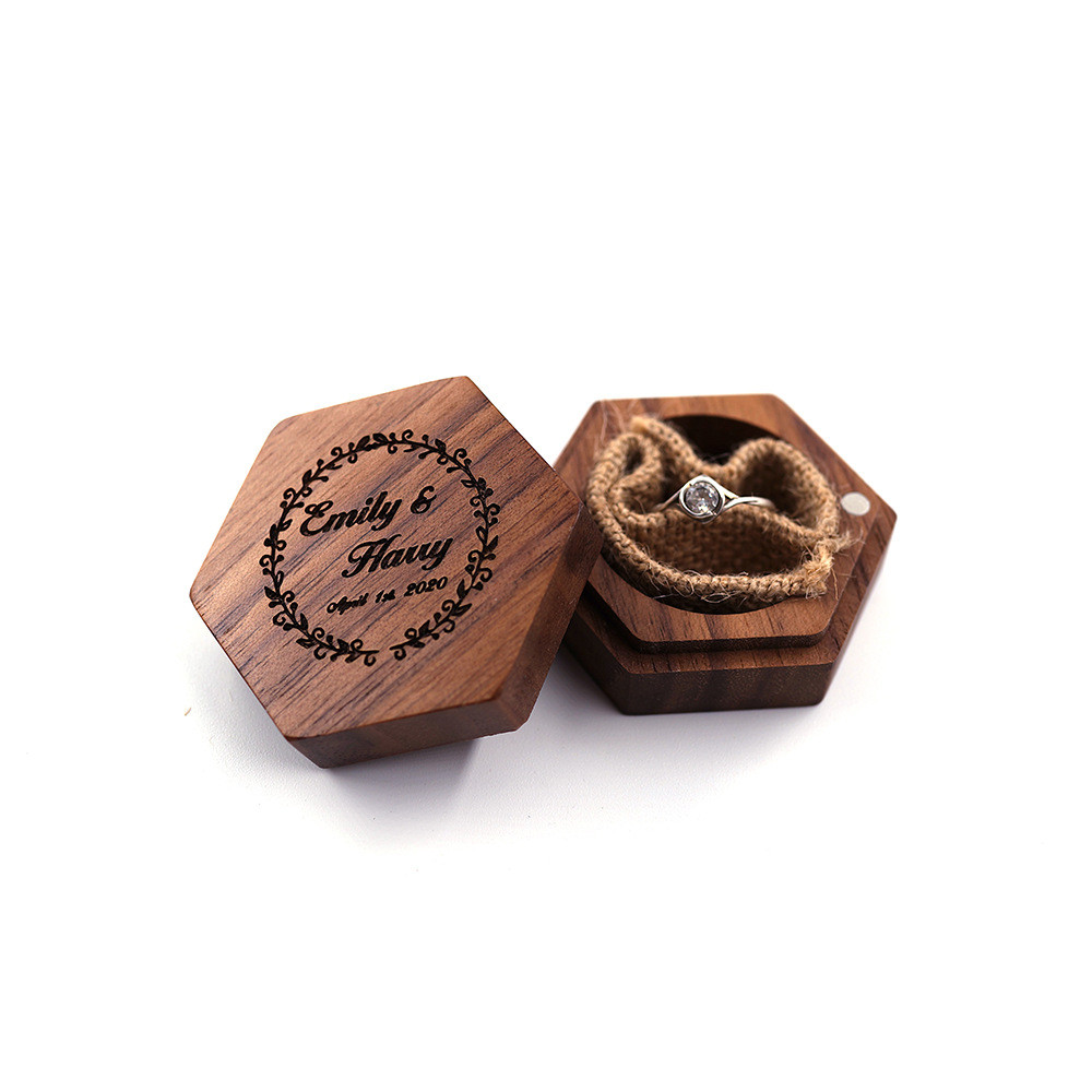 Black Walnut Solid Wood Heaven and Earth Cover Engagement Wooden Box ...