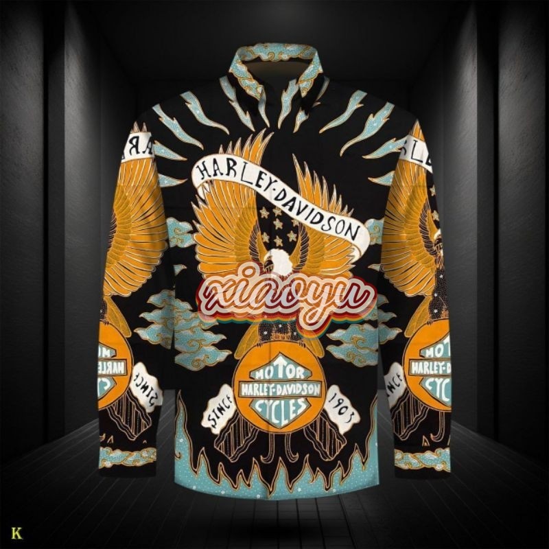 KATUN Men's batik cloth. men's batik. harley davidson motif batik ...