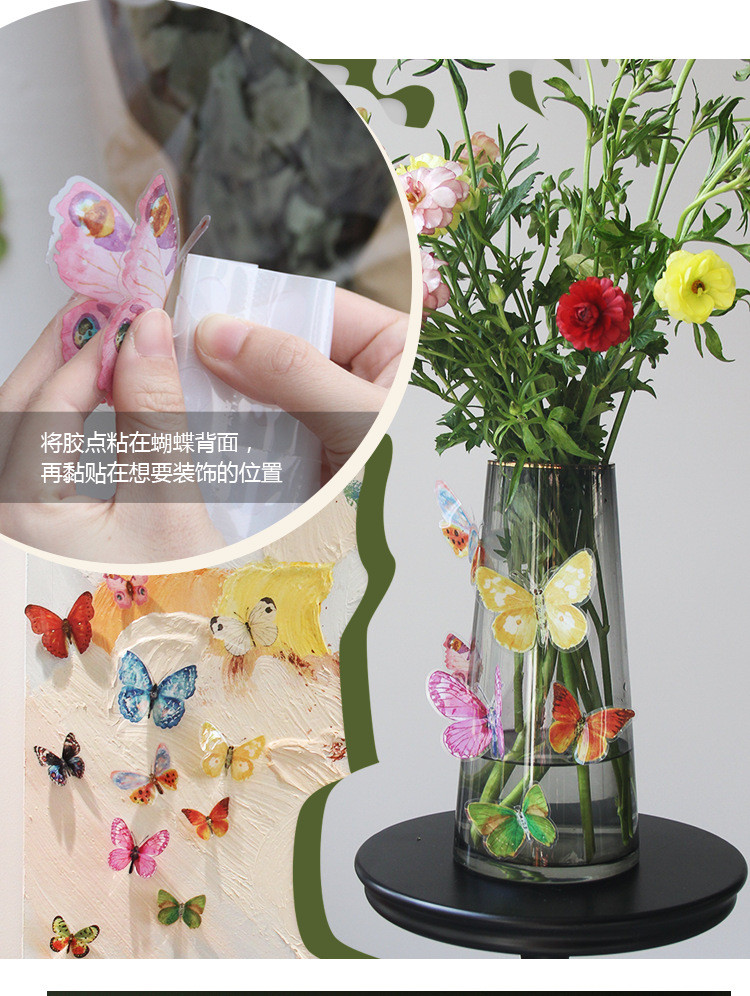 24pcs 3D Colorful Butterfly Wall Stickers Butterfly Decals Removable ...