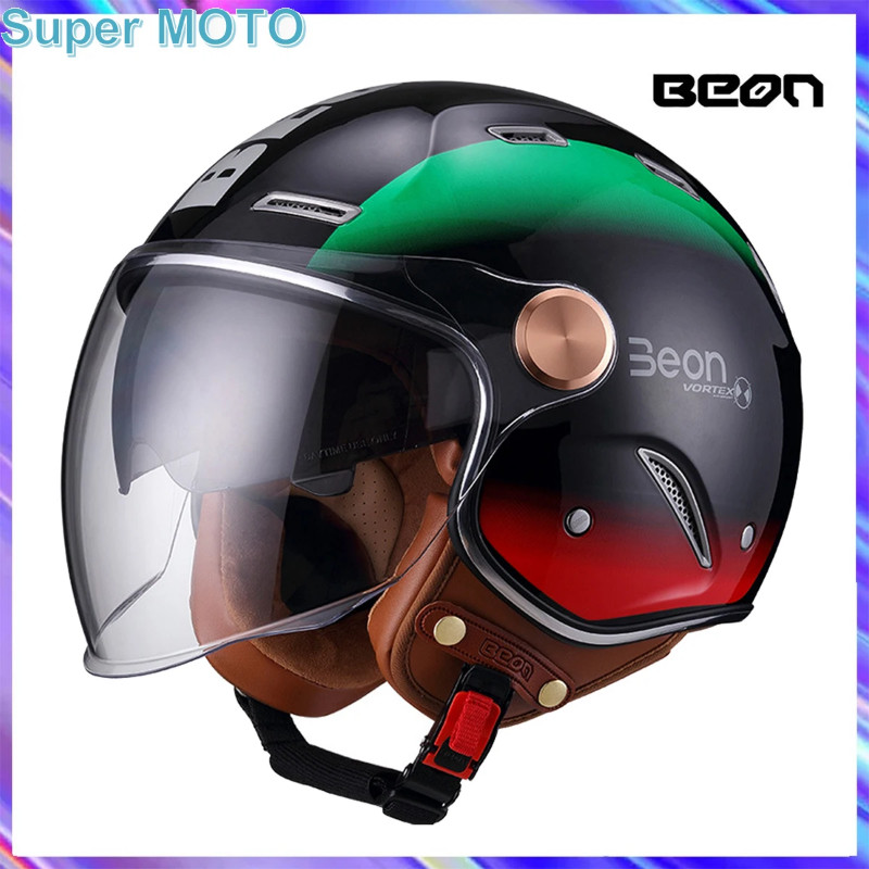 BEON B122 Retro Motorcycle Helmet Half Capacete Open Face ECE ...