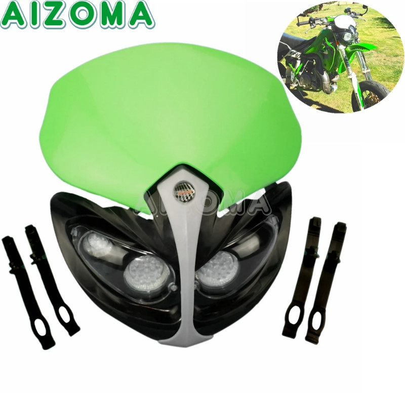 Black Motorcycle Universal Headlight 12v/20w Dual Sports Headlamp ...