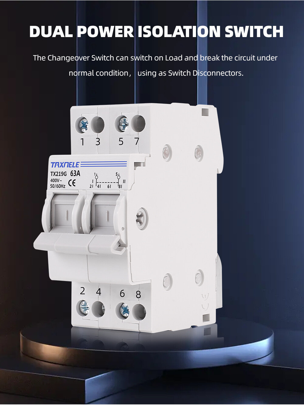 TAXNELE MTS Dual Power Manual Transfer Switch 2P 40A 63A 230V 400V ...