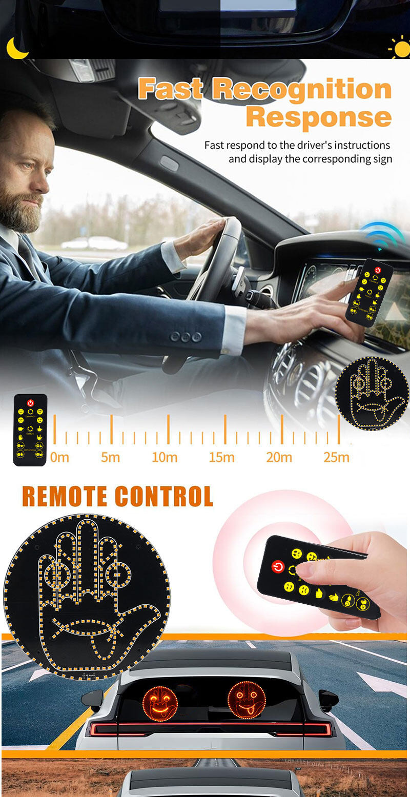 Car LED fun expression light smiley face light rear window multi ...
