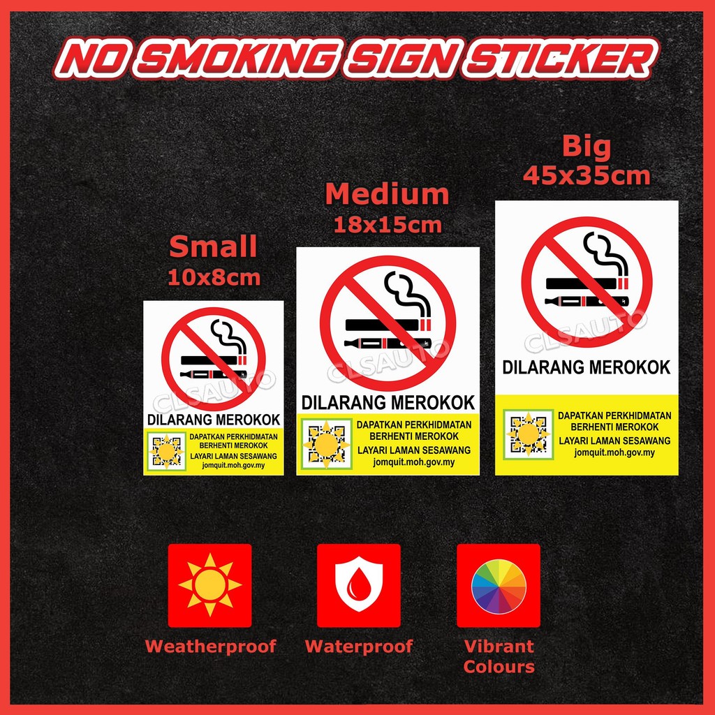 Dilarang Merokok Sticker No Smooking No Vaaping Amaran Waterproof ...