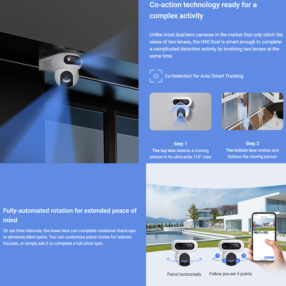 Ezviz H90 Dual Lens (4MP + 4MP) Dual Rotation Pan/Tilt Two Way Talk ...