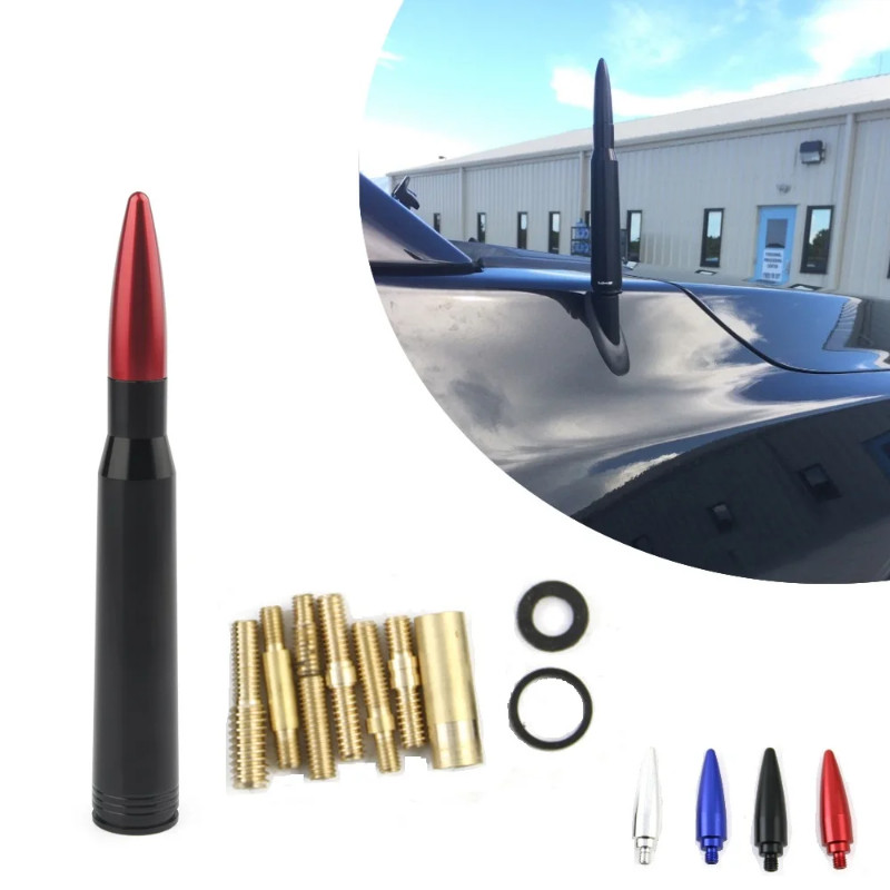 Aluminum Car SUV Bullet Antenna Caliber Bullet Ammo Short Antenna Kit ...