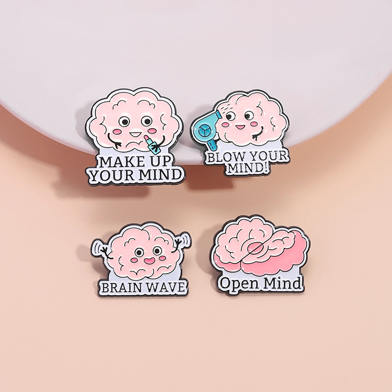 Mental Health Brain Brooch Pins Funny Blow Your Mind Brain Brooch Metal ...