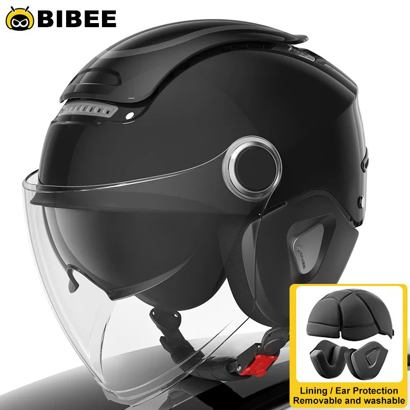 BIBEE Electric Bikes Motorcycle Helmet Winter Warm 3/4 Open Face ...
