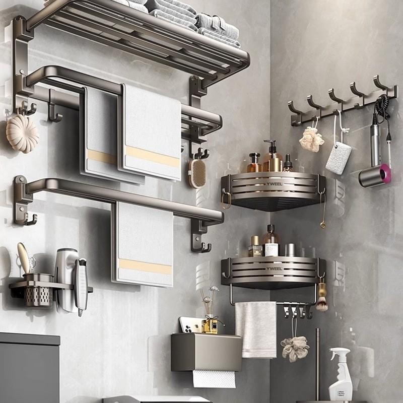 Towel Rack Perforation-Free Bathroom Toilet Rack Integrated Wall ...