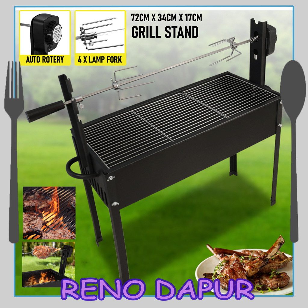 BBQ Grill Stand Roasted Stove Barbecue Automatic Rotating Chicken Lamb ...