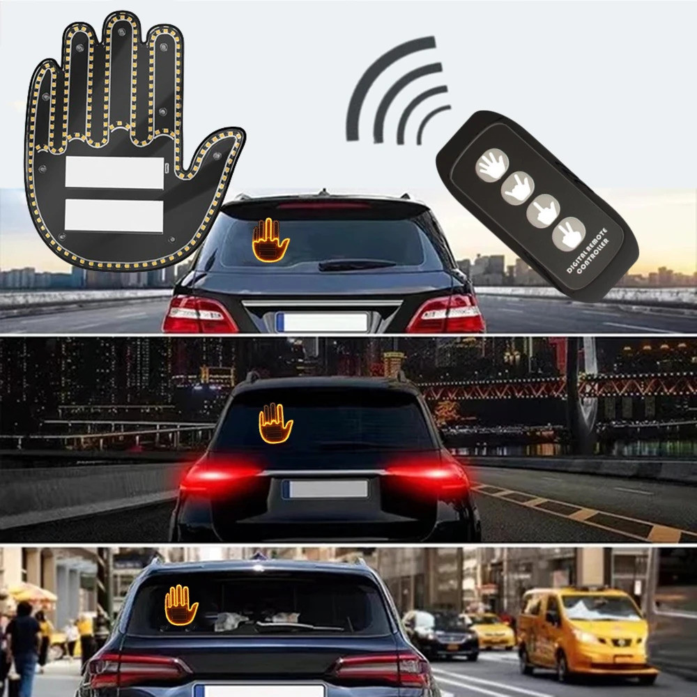 Gesture LED Car Middle Finger Car Light Give The Bird Wave to Drivers ...