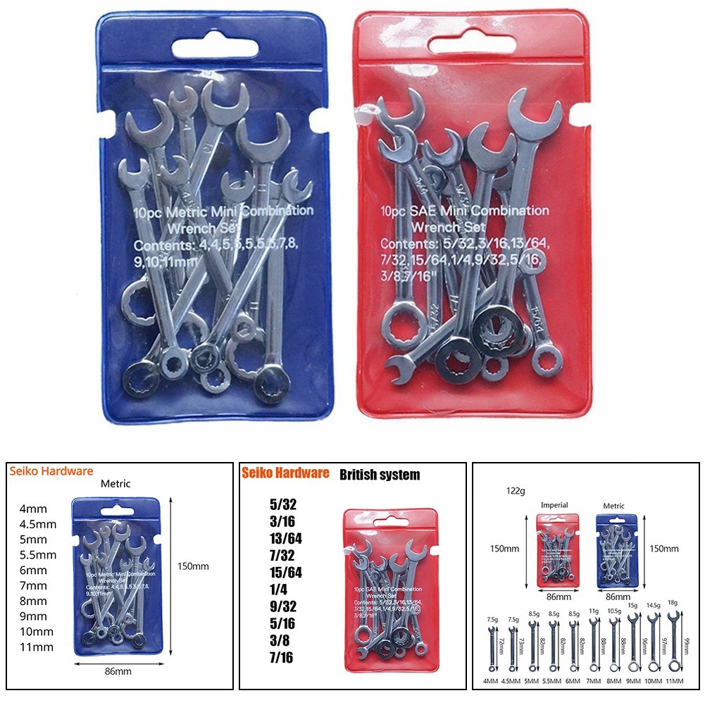 [weloves] 10pcs Mini Spanner Wrenches Set Hand Tool Key Ring Spanner ...