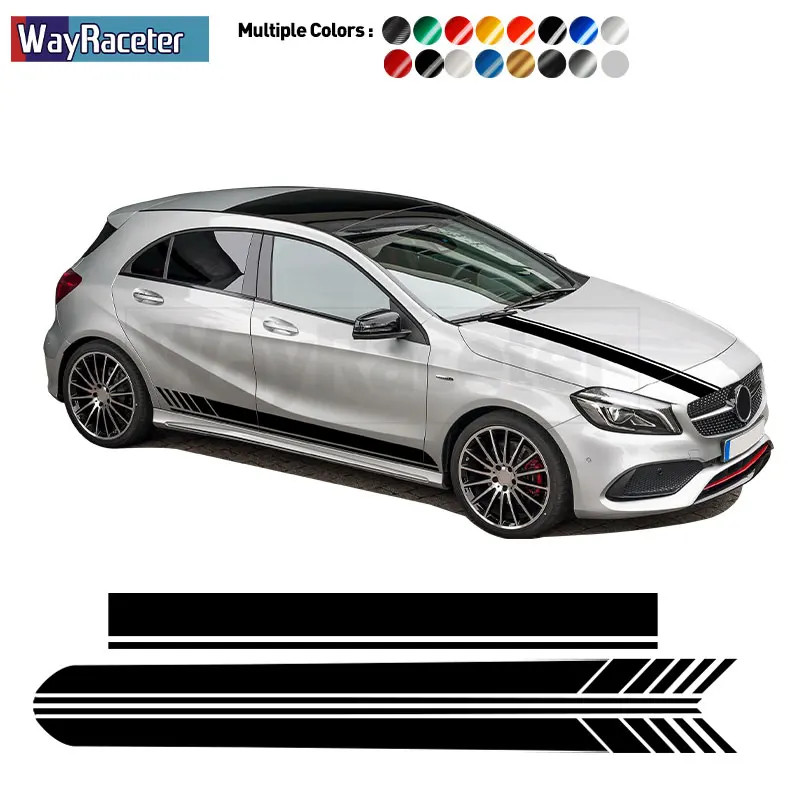 Edition 1 AMG Car Hood Decal Side Stripes Skirt Sticker For Mercedes ...