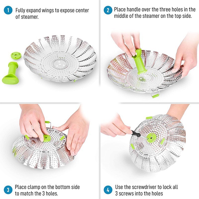 Stainless Steel Folding Food Steamer Foldable Steaming Rack Steamer ...