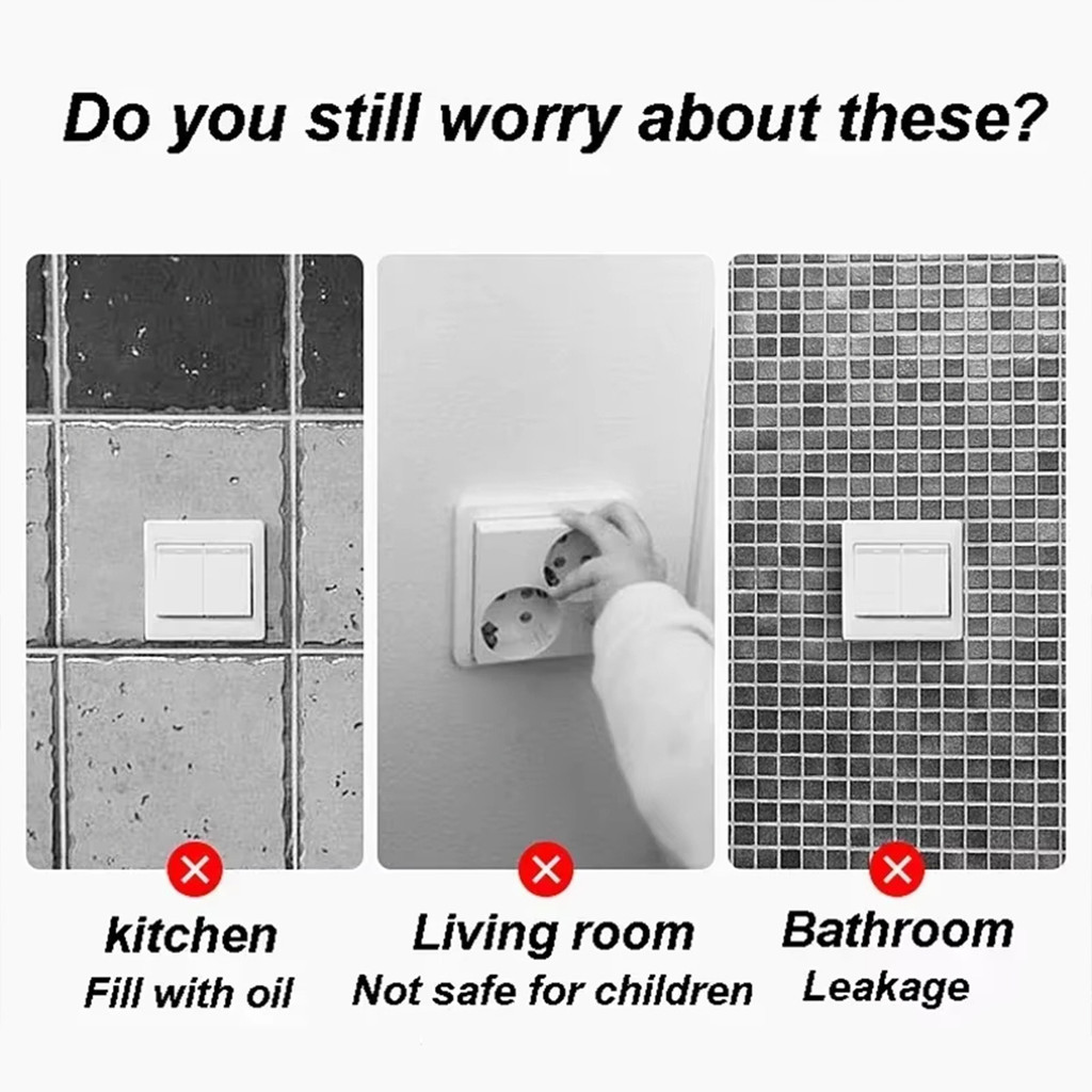 Switch Socket Cover Box Transparent Self-Adhesive Bathroom Wall Switch ...
