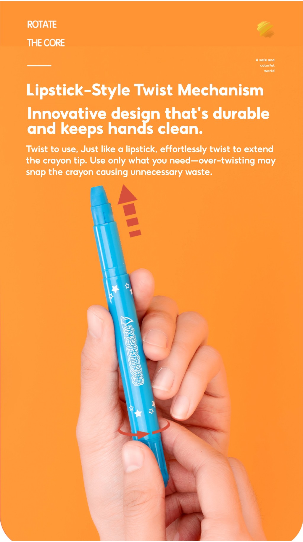 Deli Twist Crayon Pen Non Dirty Non Toxic Washable Painting Colouring ...