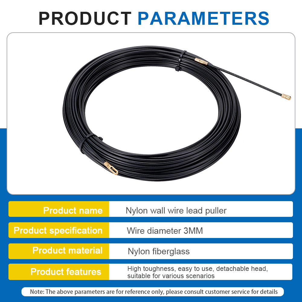 Nylon through wall wire black fiber optic cable puller is used to ...
