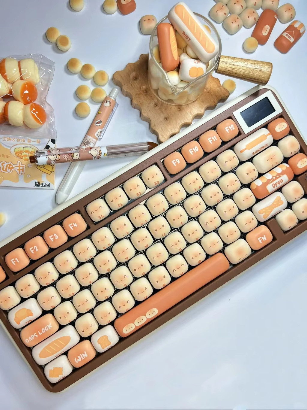 Cute Bread Keycap 138 Keys MOG PBT Thermal Sublimation Round Mantou ...