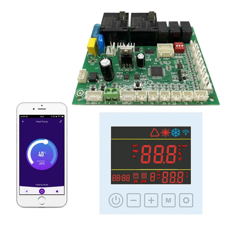 OEM ODM Air To Water Swimming Pool Chiller Heat Pump Controller Printed ...