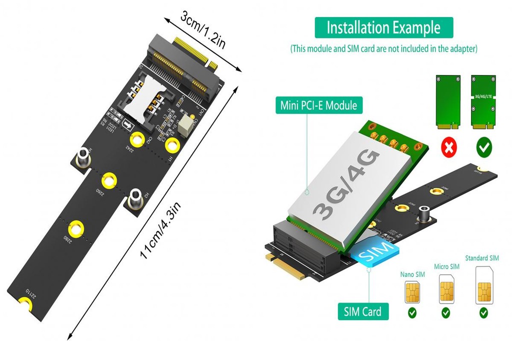 (Drinksing) Mini Pcie Nvme Adapter Adapter Card Mini Pcie Ssd Nvme ...
