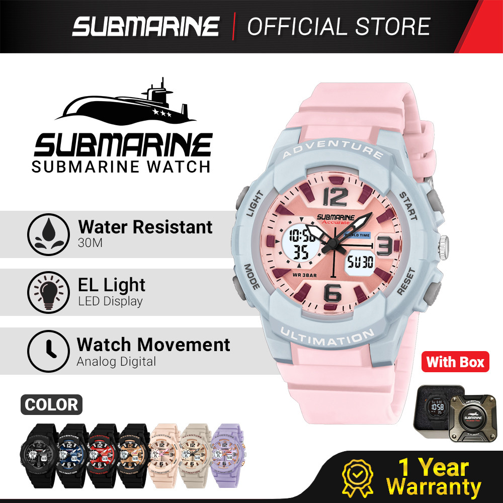 SUBMARINE Watch Women Watch Analog Digital Waterproof Sport Fashion LED ...