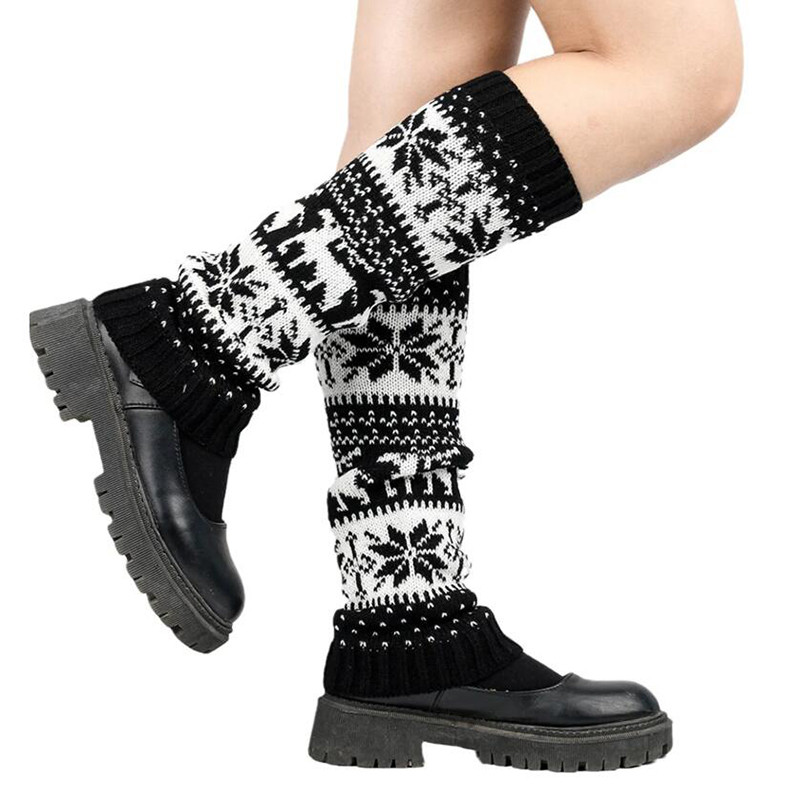 (HK)A Pair Of Women's Knitted Leg Guards With Cartoon Deer Pattern ...