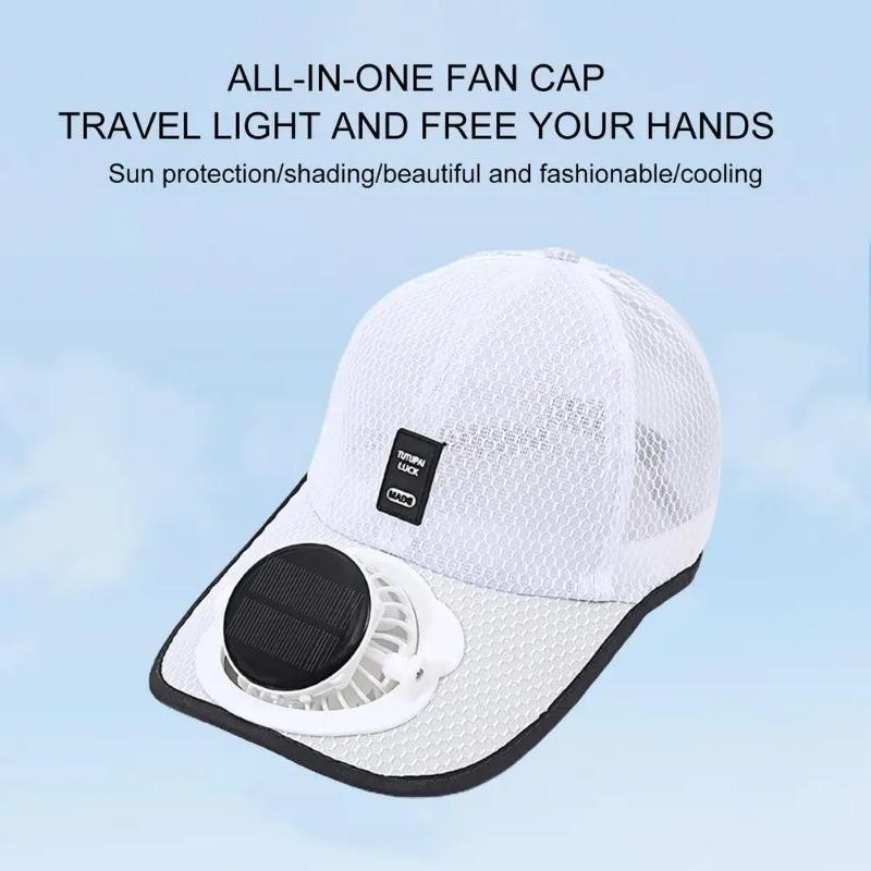 Summer Outdoor Solar Fan Cap USB Rechargeable Anti-UV Breathable Hat ...