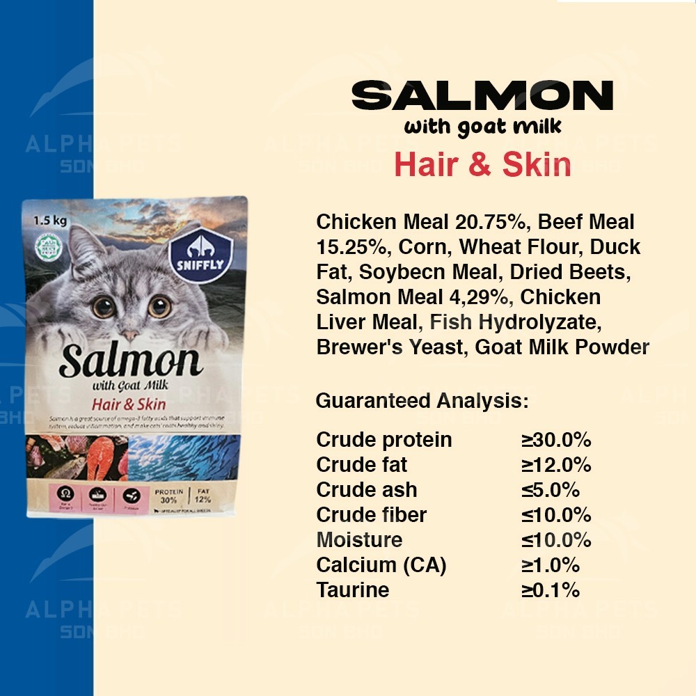 POODEE Sniffly Cat Dry Food 1.5kg Cat Kibbles Cat Food Hair Skin Goat ...