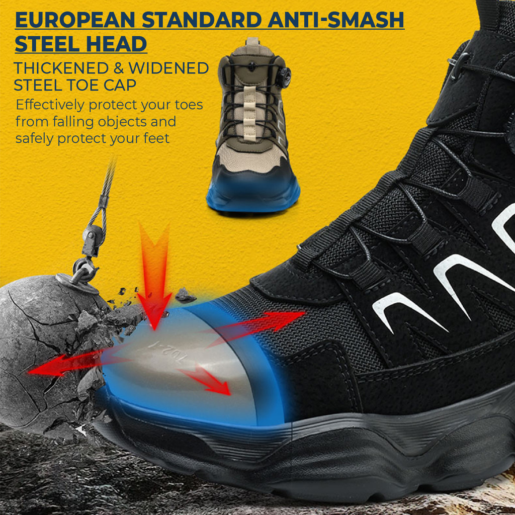 Safety Shoes Medium-Cut Anti-Smashing Anti-puncture steel toe cap with ...