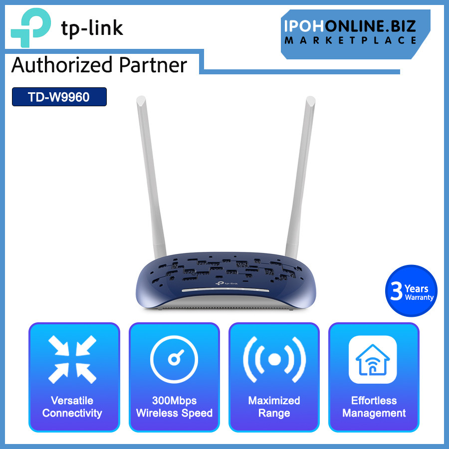 TP-Link TD-W9960 300Mbps Wireless N VDSL / ADSL Modem Router supports ...