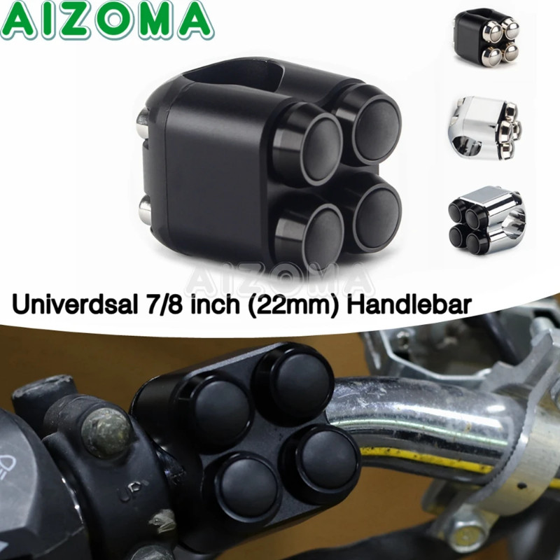 Unviersal Motorcycle 4 Buttons Switch Aluminum 7/8" 22mm Handlebar ...